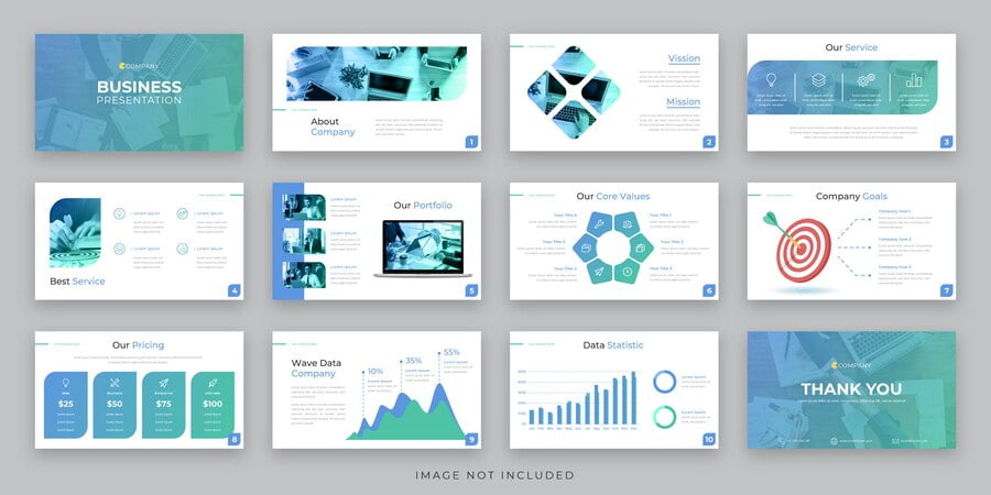 Business Presentation Layout Design With Infographics And Target ...