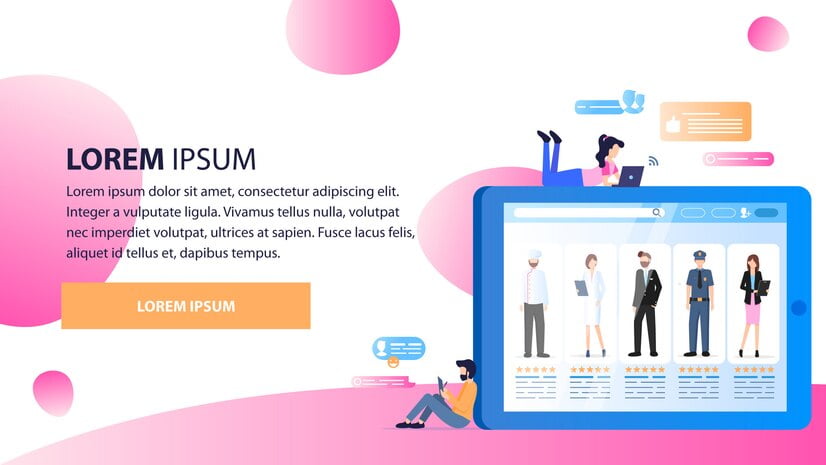 Different occupation character on tablet monitor Free Vector Free ...